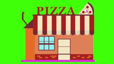 Animation of a pizza place on a green sc... | Stock Video | Pond5