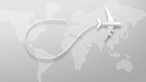 animation plane flying on the world's ma... | Stock Video | Pond5