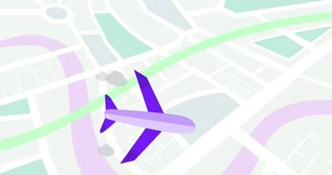 Animation of plane moving over map | Stock Video | Pond5