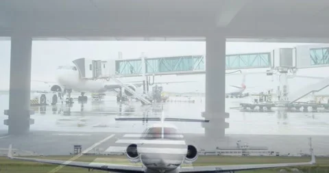 Animation of plane on the runway over ai... | Stock Video | Pond5