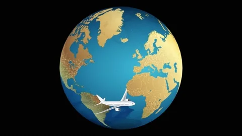 Animation of a plane turning around the ... | Stock Video | Pond5