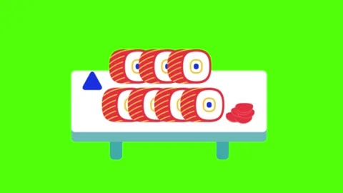 Animation of a plate of sushi on a green... | Stock Video | Pond5