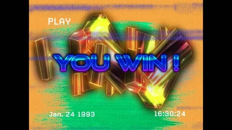 Animation of play screen with blue you w... | Stock Video | Pond5