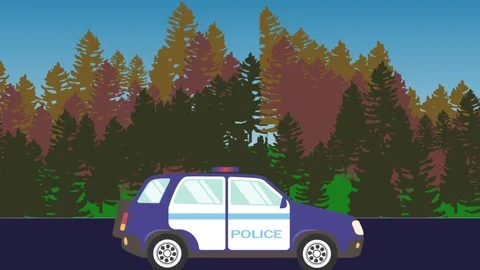 Animation of police car running on the w... | Stock Video | Pond5