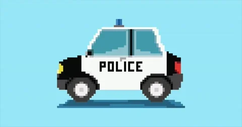 Animation of police car. Vector Pixel ar... | Stock Video | Pond5
