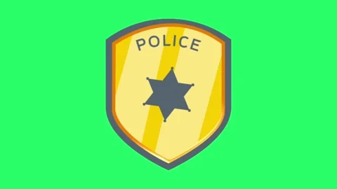 Animation police logo symbol on green sc... | Stock Video | Pond5