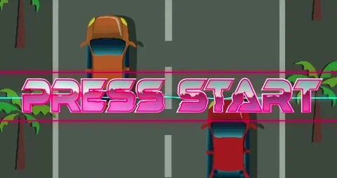 Animation of press start text over scree... | Stock Video | Pond5