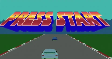 Animation of press start text over scree... | Stock Video | Pond5