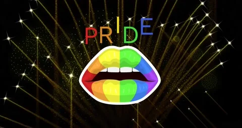 Animation of pride rainbow text and lips... | Stock Video | Pond5