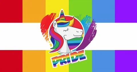 Animation of pride text and unicorn over... | Stock Video | Pond5