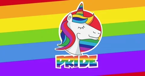 Animation of pride text and unicorn over... | Stock Video | Pond5