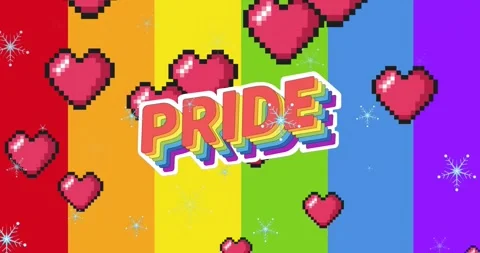 Animation of pride text over hearts and ... | Stock Video | Pond5