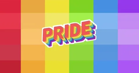 Animation of pride text over rainbow bac... | Stock Video | Pond5