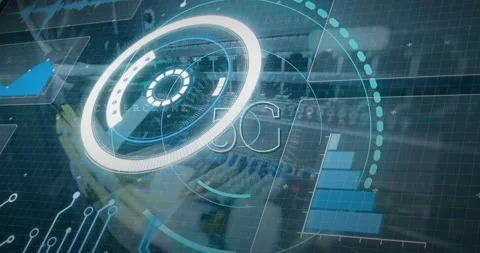 Animation of processing circle and 5g ov... | Stock Video | Pond5