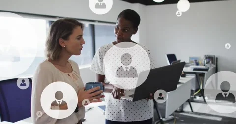 Animation of profile icons floating agai... | Stock Video | Pond5