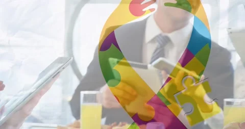 Animation of puzzle pieces ribbon and au... | Stock Video | Pond5