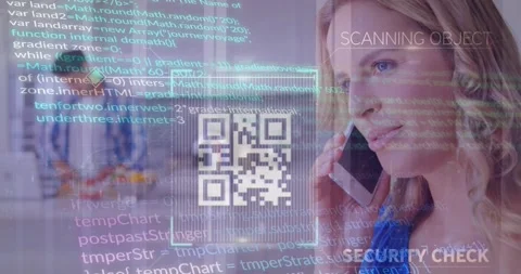 Animation of qr code and computer langua... | Stock Video | Pond5