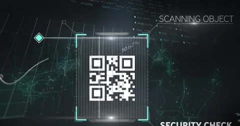 Animation of qr code and connections on ... | Stock Video | Pond5