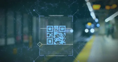 Animation of qr code and connections ove... | Stock Video | Pond5