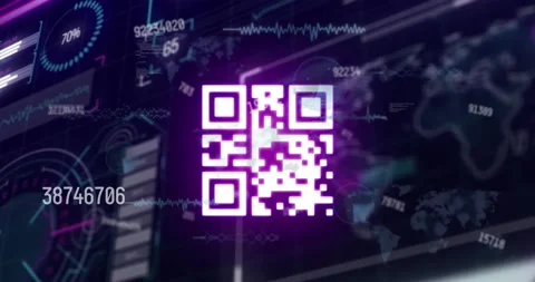 Animation of qr code and data processing... | Stock Video | Pond5