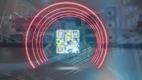 Animation of qr code and data processing... | Stock Video | Pond5