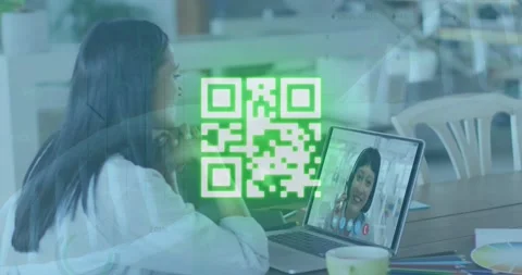 Animation of qr code and dna strand over... | Stock Video | Pond5
