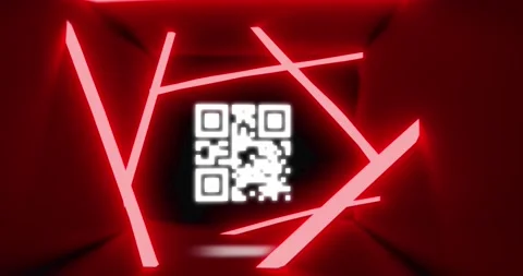 Animation of qr code and neon lines on b... | Stock Video | Pond5