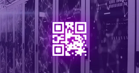 Animation of qr code and network of conn... | Stock Video | Pond5