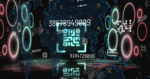 Animation of qr code and numbers process... | Stock Video | Pond5