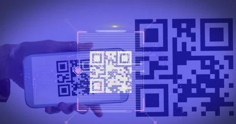 Animation of qr code and qr code scannin... | Stock Video | Pond5