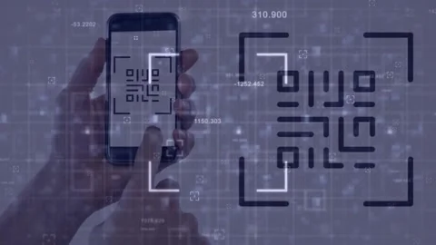 Animation of qr code and qr code scannin... | Stock Video | Pond5