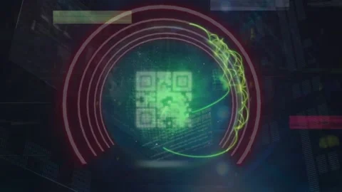Animation of qr code and shapes over bla... | Stock Video | Pond5