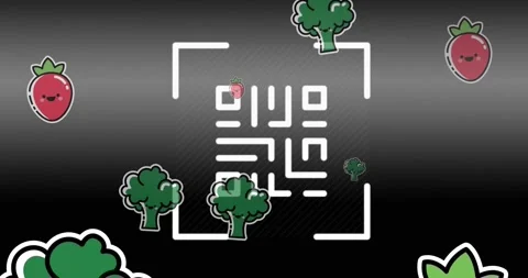 Animation of qr code and vegetable icons | Stock Video | Pond5