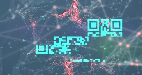Animation of qr code, connections and ma... | Stock Video | Pond5