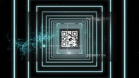 Animation of qr code in digital space | Stock Video | Pond5