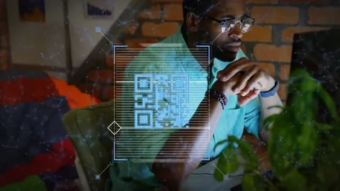 Animation of qr code with network of con... | Stock Video | Pond5