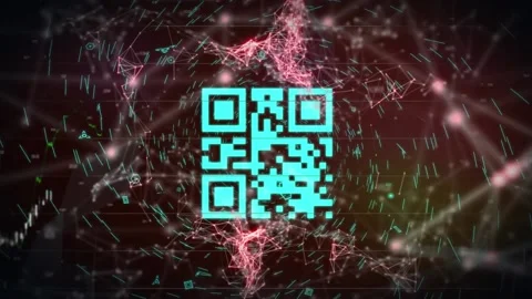 Animation of qr code over connections on... | Stock Video | Pond5