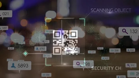 Animation of qr code over social media i... | Stock Video | Pond5
