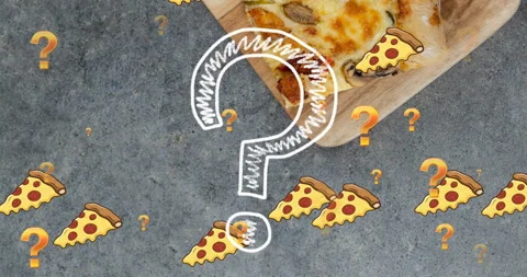 Animation of question mark over pizza ic... | Stock Video | Pond5