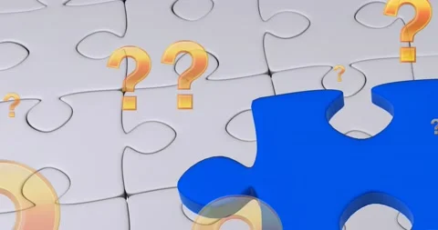 Animation of question marks and blue puz... | Stock Video | Pond5