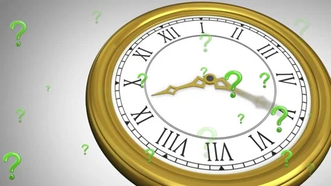 Animation of question marks over clock | Stock Video | Pond5