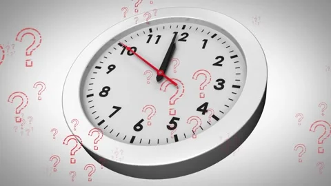 Animation of question marks over clock t... | Stock Video | Pond5