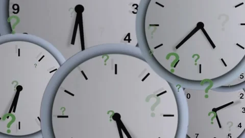 Animation of question marks over clocks | Stock Video | Pond5