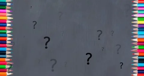 Animation of question marks over crayons... | Stock Video | Pond5