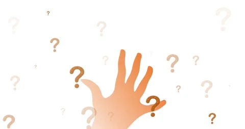 Animation of question marks over hand on... | Stock Video | Pond5