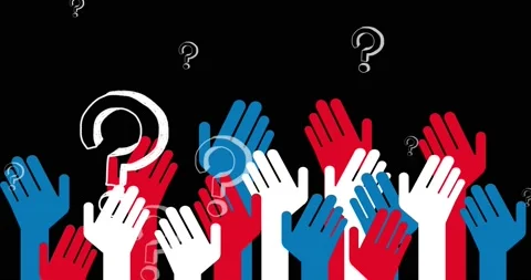 Animation of question marks over hands o... | Stock Video | Pond5