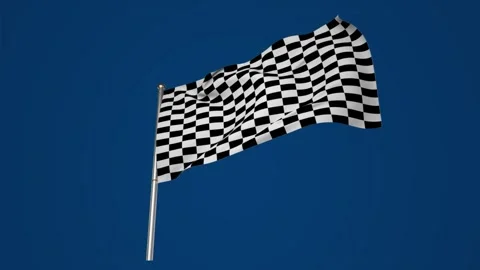 Animation of racing flag waving on dark ... | Stock Video | Pond5