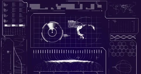 Animation of radar, globe, loading bars,... | Stock Video | Pond5