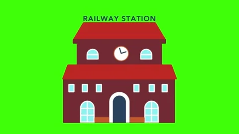 Animation of a railway station on a gree... | Stock Video | Pond5