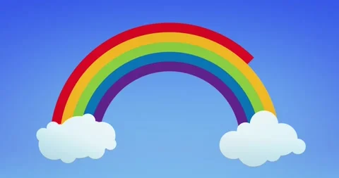 Animation of rainbow and white clouds on... | Stock Video | Pond5
